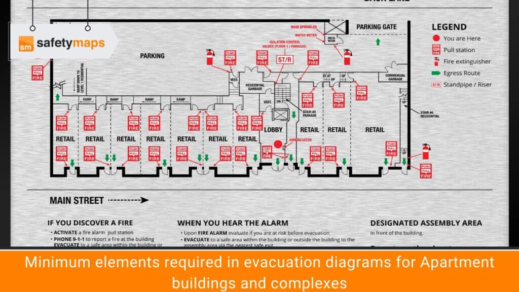 Apartment evacuation diagrams / safety signs residential